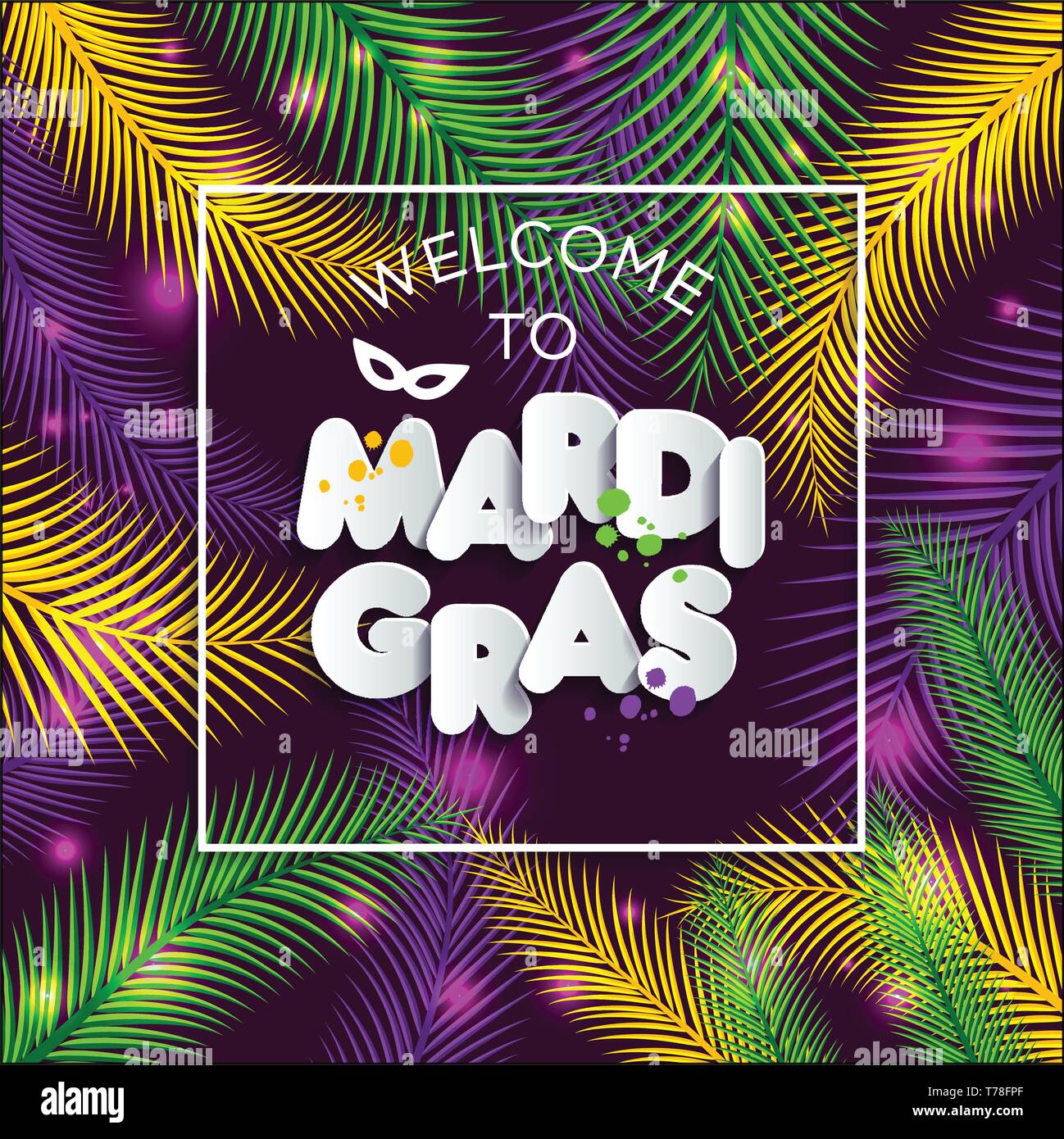 Illustration of Carnival Mardi gras on multicolors feathers,colors of ...