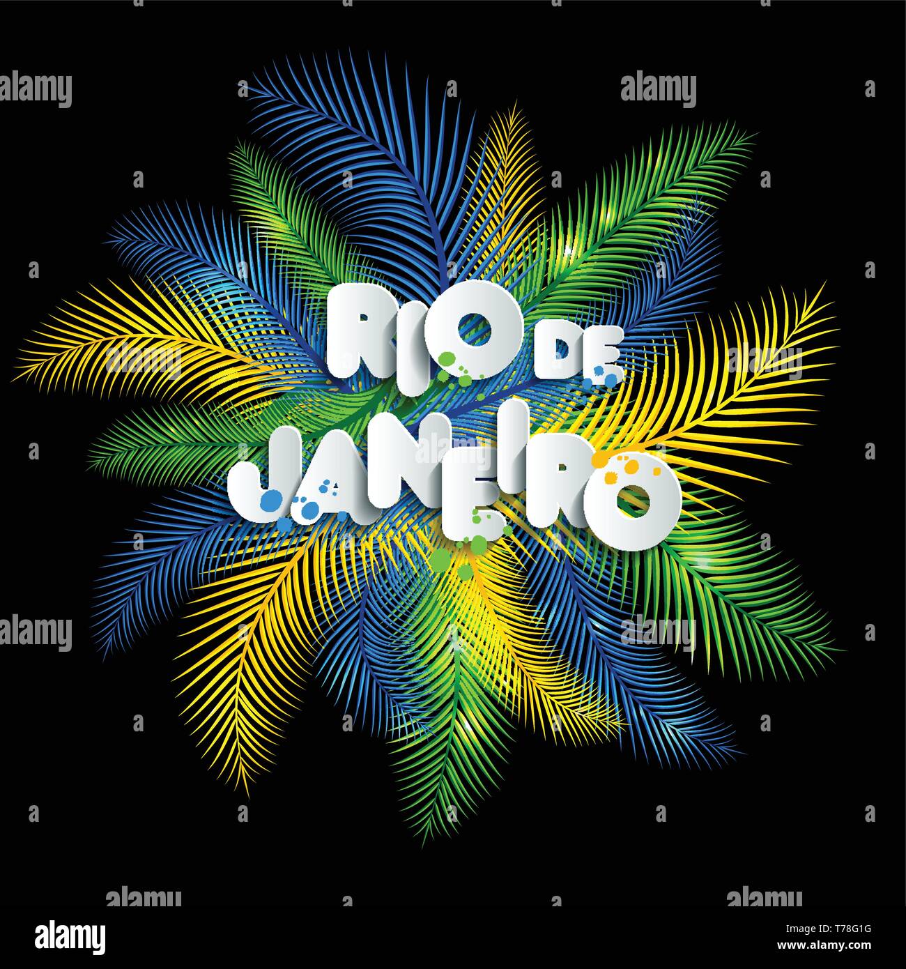 Illustration of Rio de Janeiro from Brazil vacation on color background ...