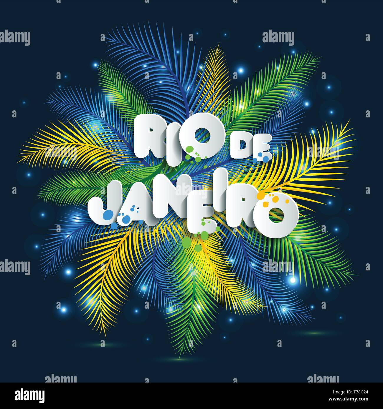 Illustration of Rio de Janeiro from Brazil vacation on color background ...