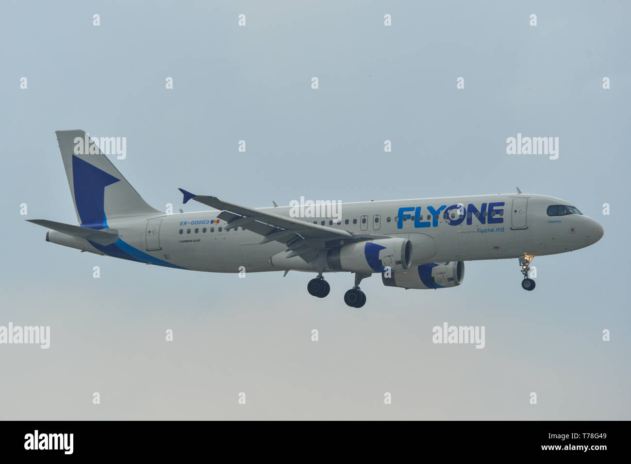 Saigon, Vietnam - May 3, 2019. ER-00003 Fly One Airbus A320 landing at ...