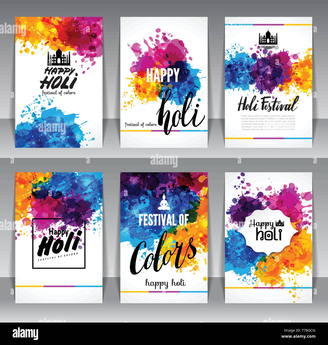 Calligraphic header and banner set happy holi beautiful Indian festival ...