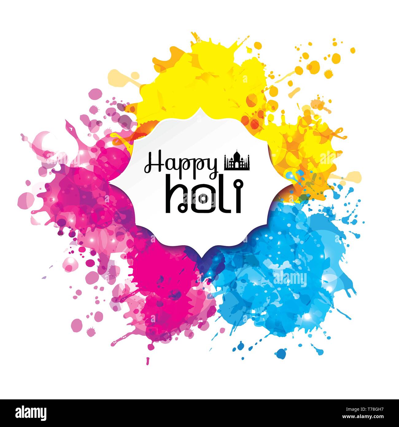 Happy holi blur abstract banner with hand drawn sign color and medal ...