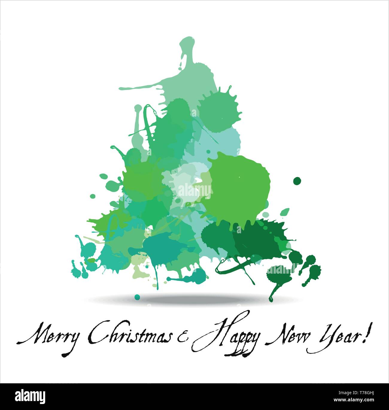 Christmas tree made watercolor Cut Out Stock Images & Pictures - Alamy