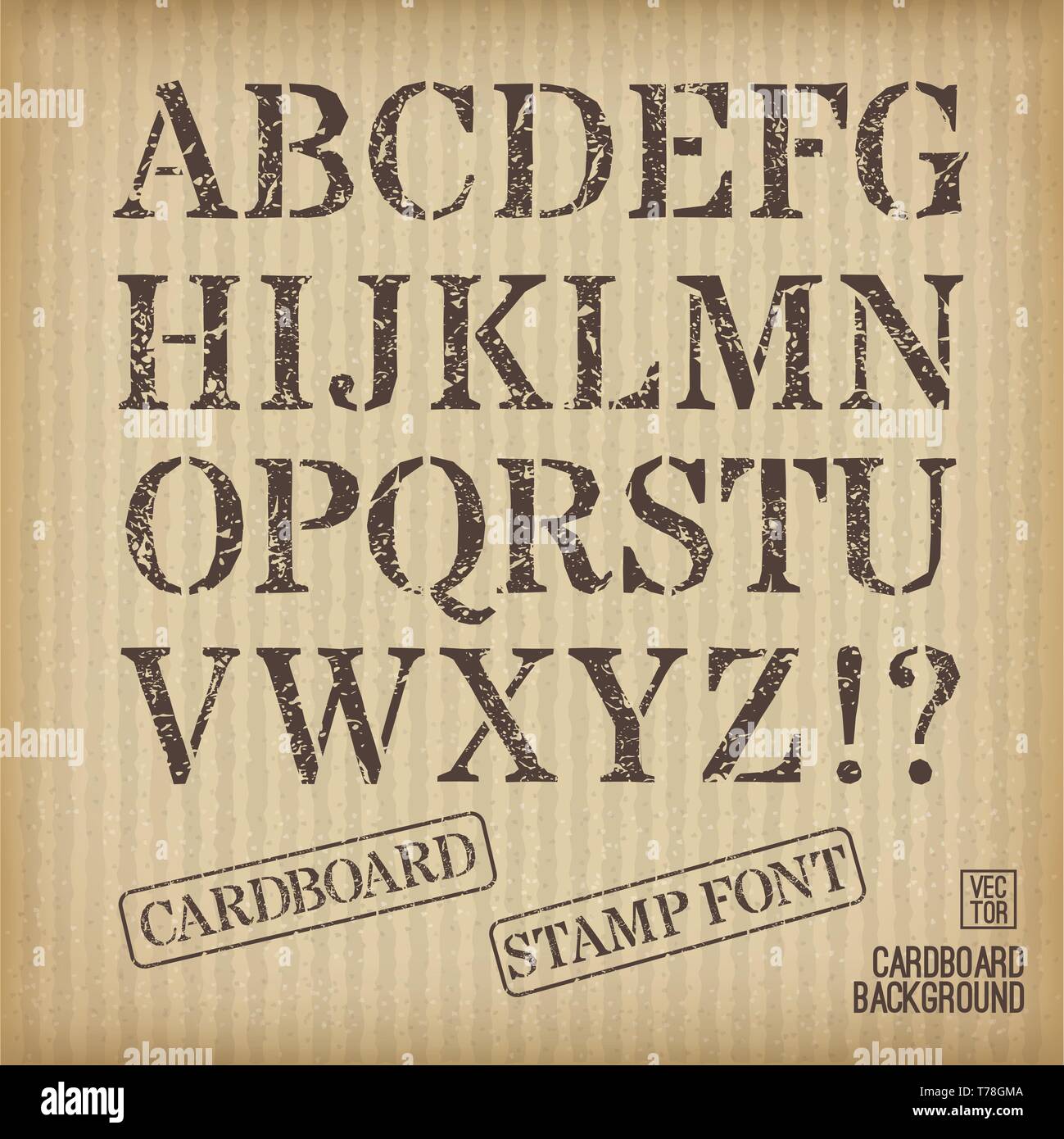 Alphabet old stamp style on cardboard background Stock Vector Image ...