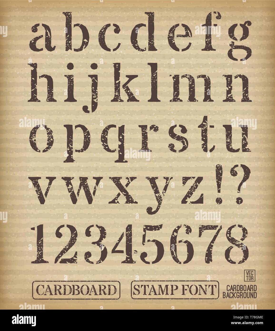 Alphabet old stamp style on cardboard background Stock Vector Image ...