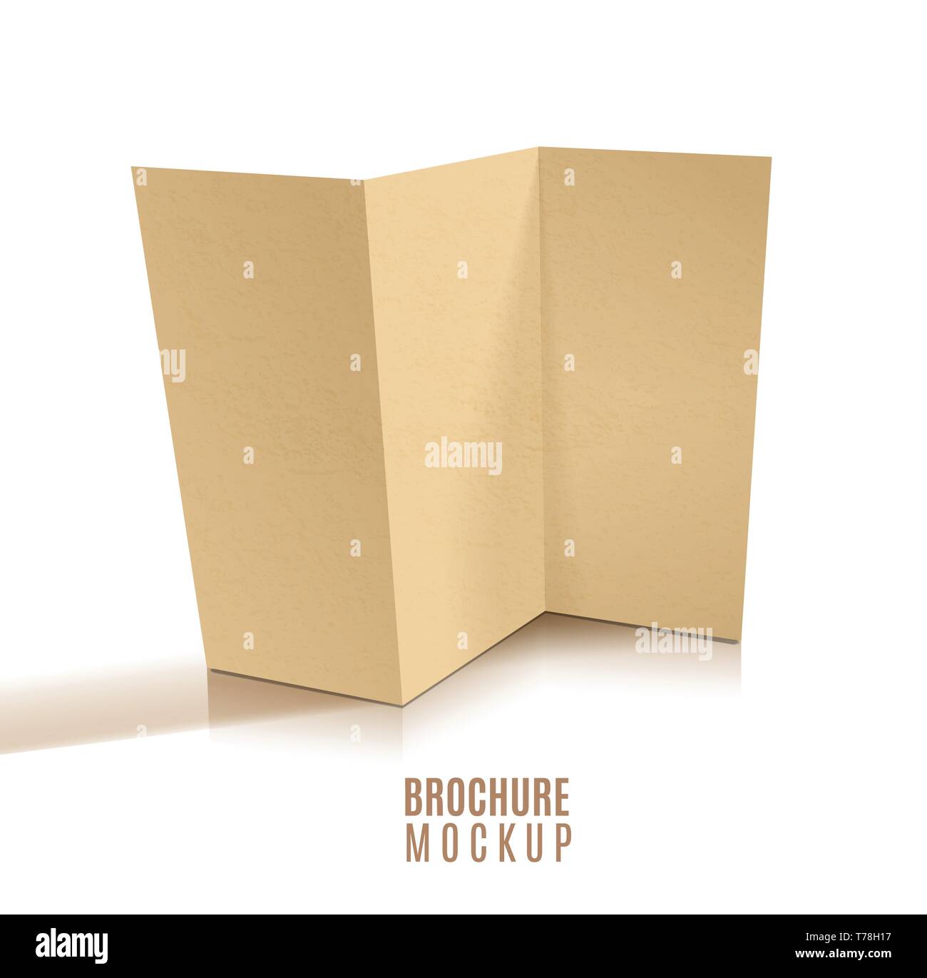Blank tri-fold brochure design isolated. Paper craft illustration Stock ...