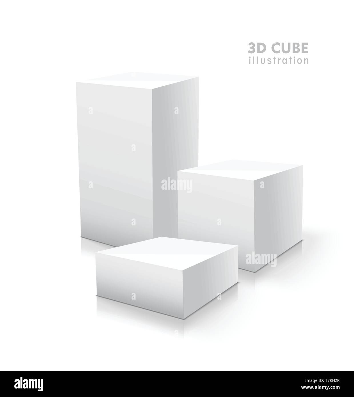 Three vector 3D cubes isolated on white background. Boxwes illustration ...