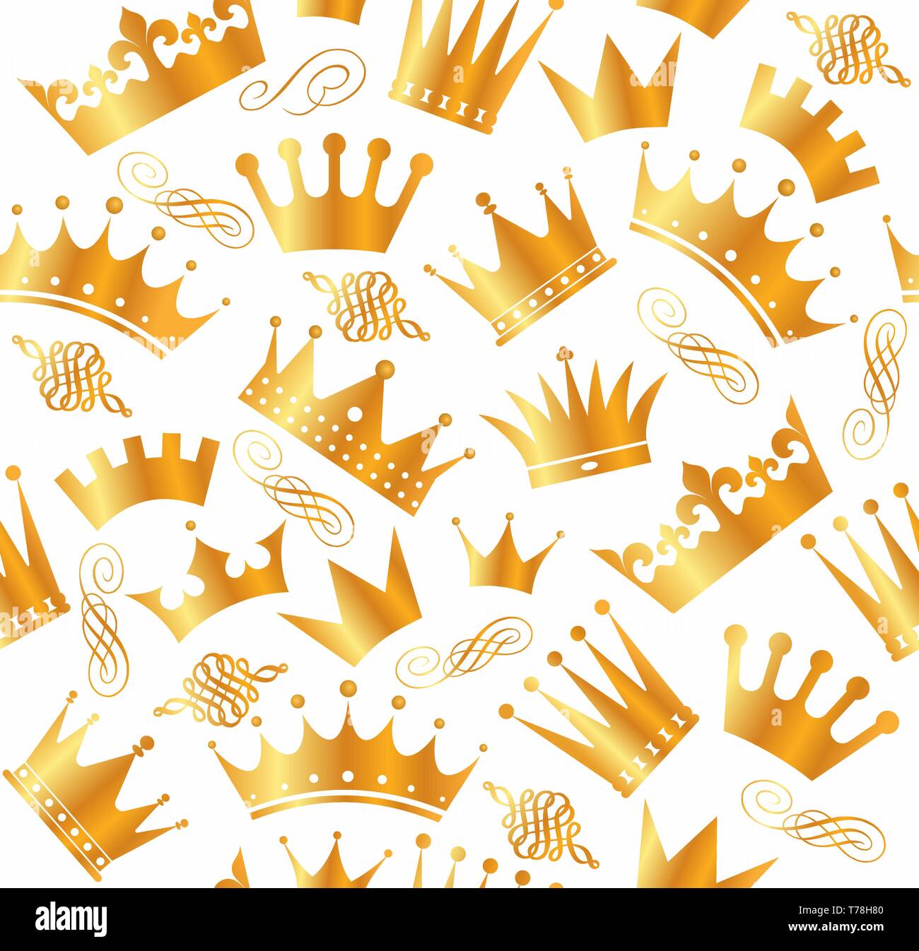 Seamless gold pattern with king crowns hi-res stock photography and ...