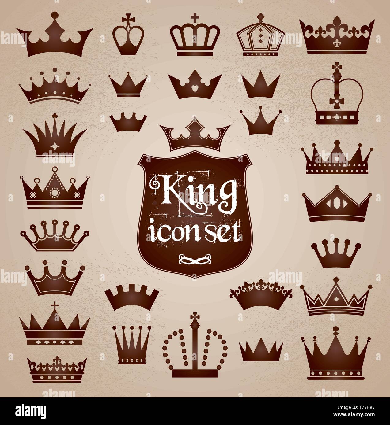 Crowns set . Flat design. Vector illustration of icons Stock Vector ...