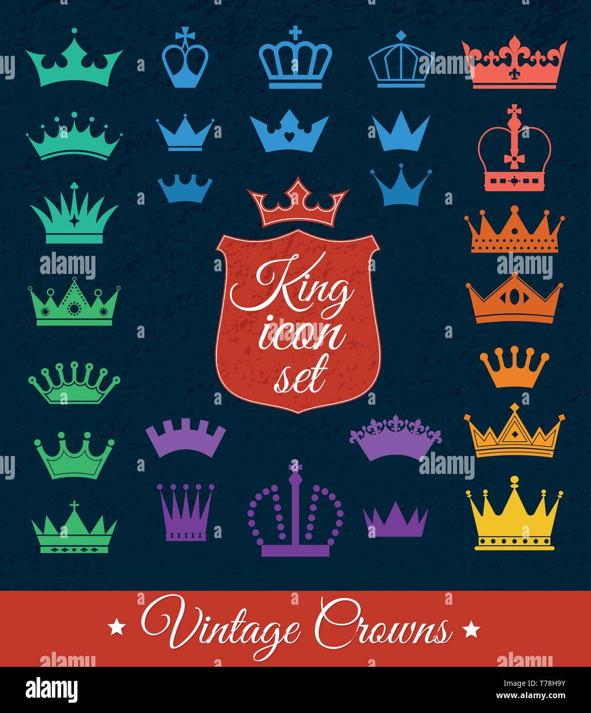 Crowns set . Flat design. Vector illustration of icons Stock Vector ...