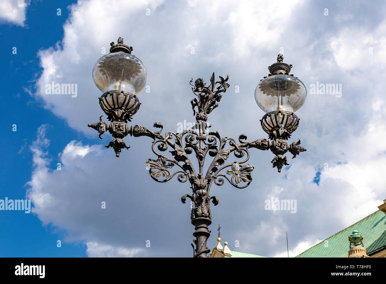 Ornamented, decorative street lamp in Warsaw / Poland Stock Photo - Alamy