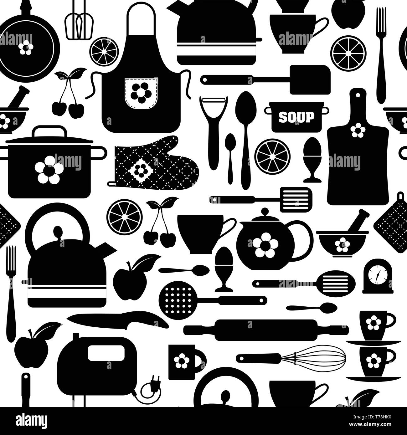 Kitchen seamless pattern Stock Vector Image & Art - Alamy