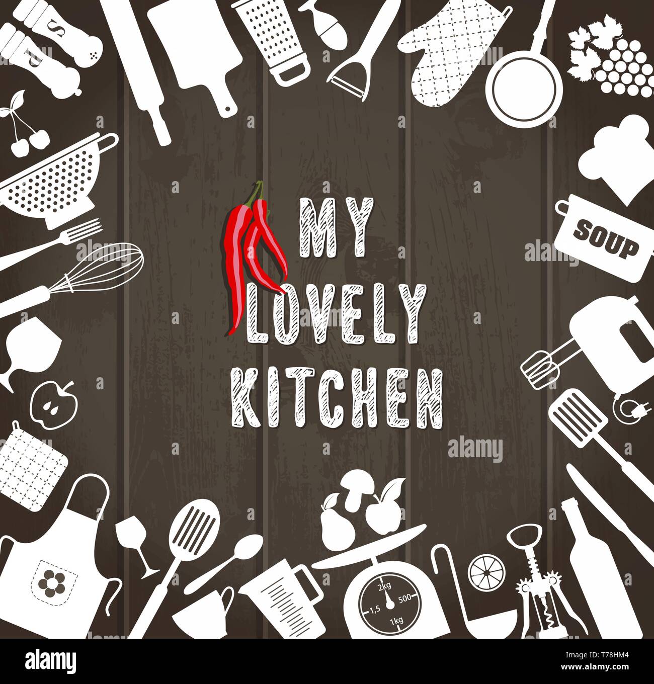 Kitchen cuisine wooden spoon Stock Vector Images - Alamy