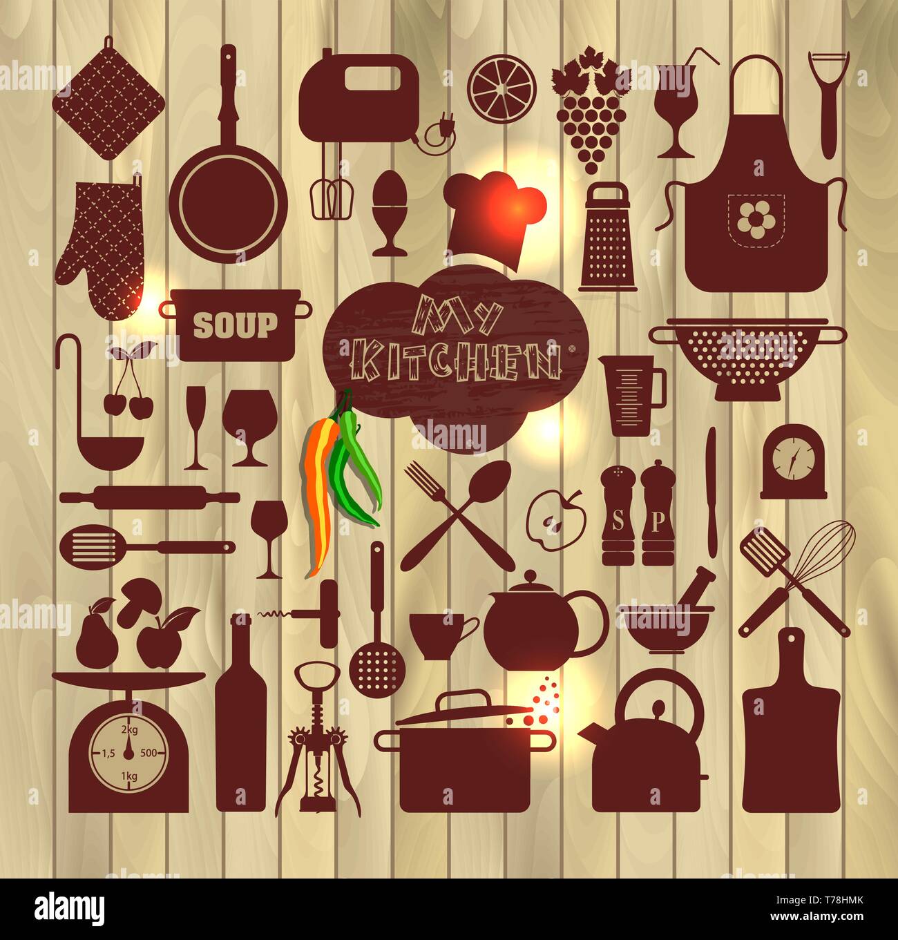 Kitchen set icon Stock Vector Image & Art - Alamy