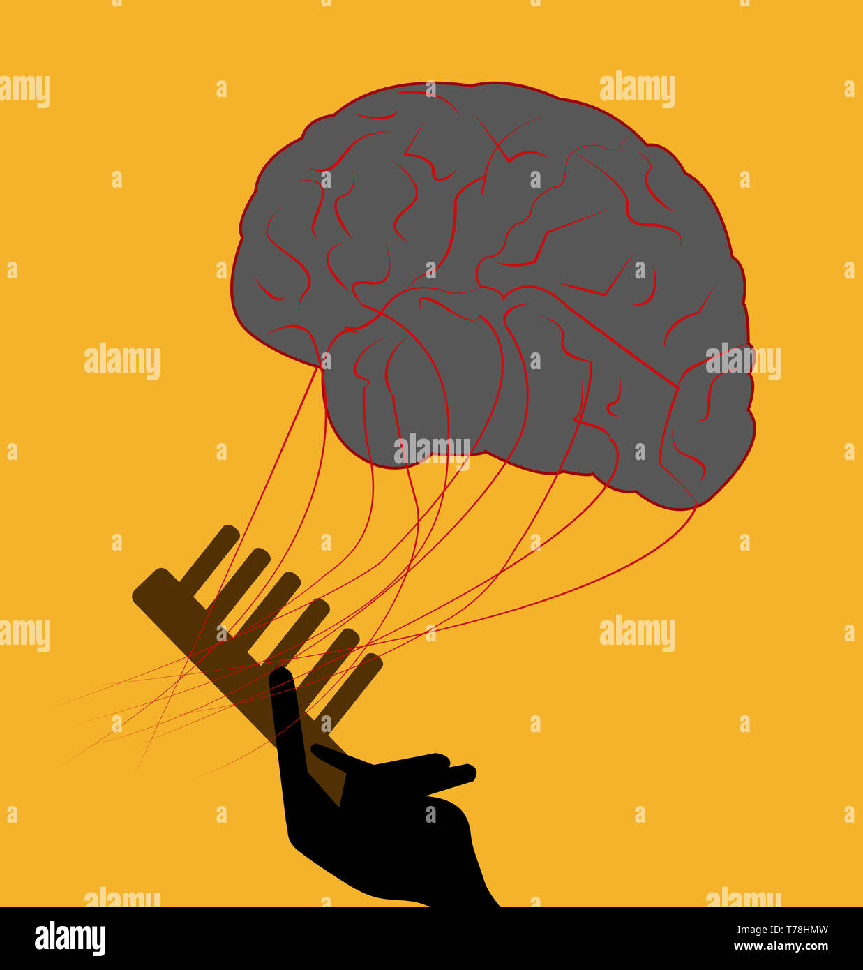 illustration of a person brushing the nerves of a brain to make them ...