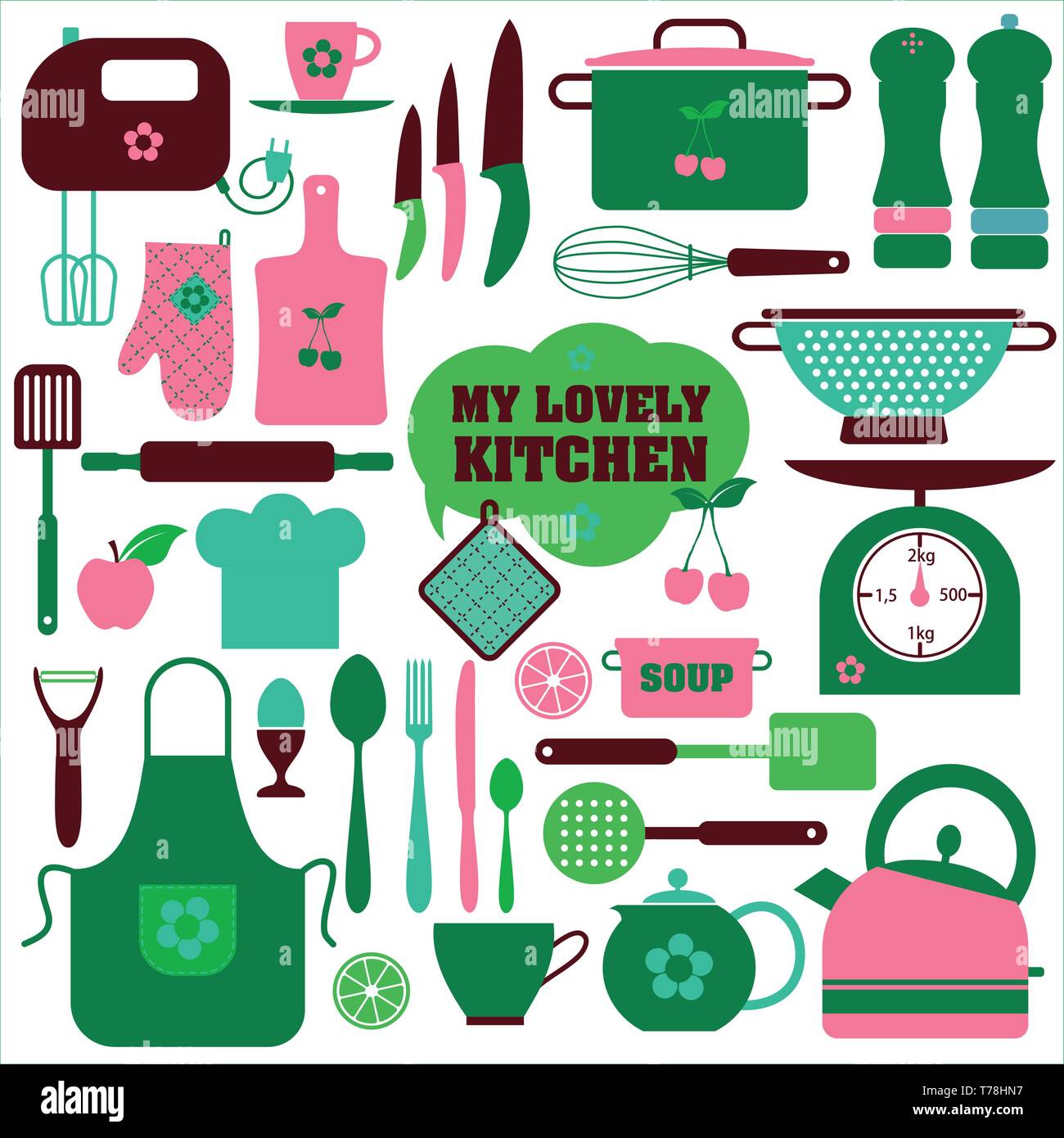 Vintage kitchen towel Stock Vector Images - Alamy
