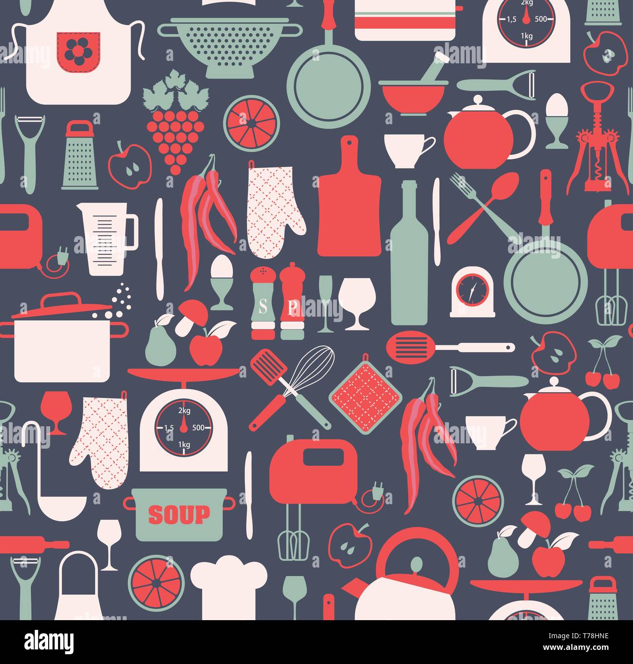 Set blue kitchen tools Stock Vector Images - Alamy