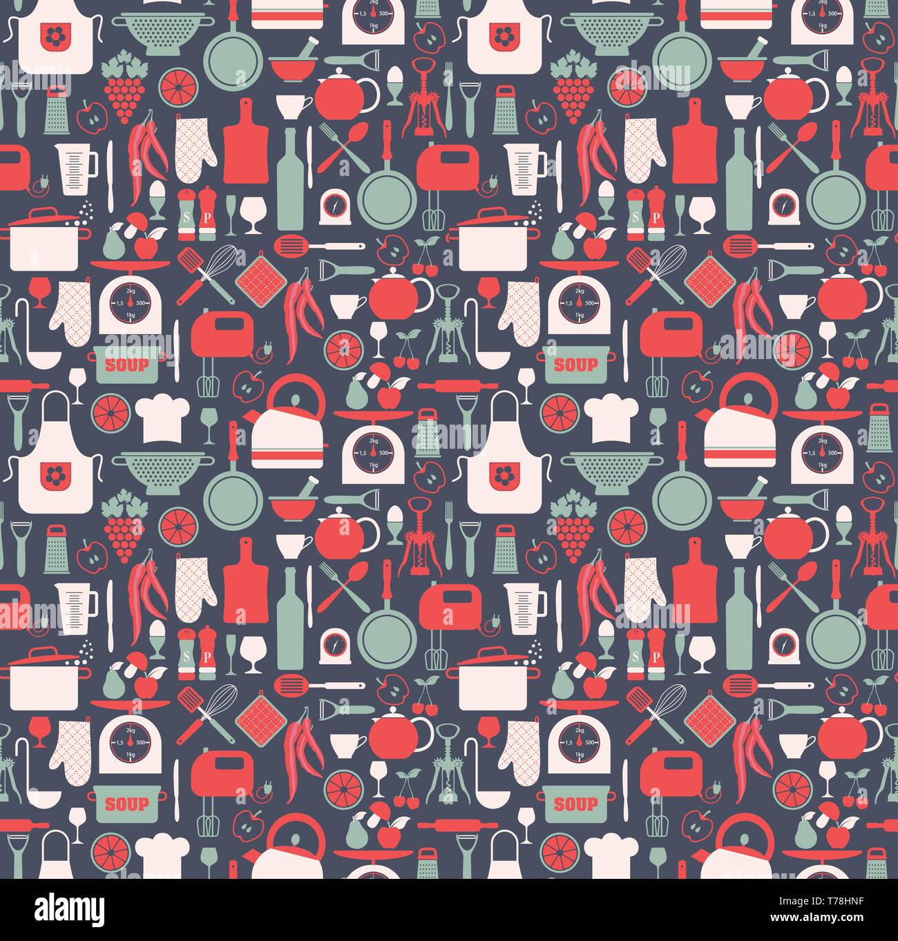 Set blue kitchen tools Stock Vector Images - Alamy