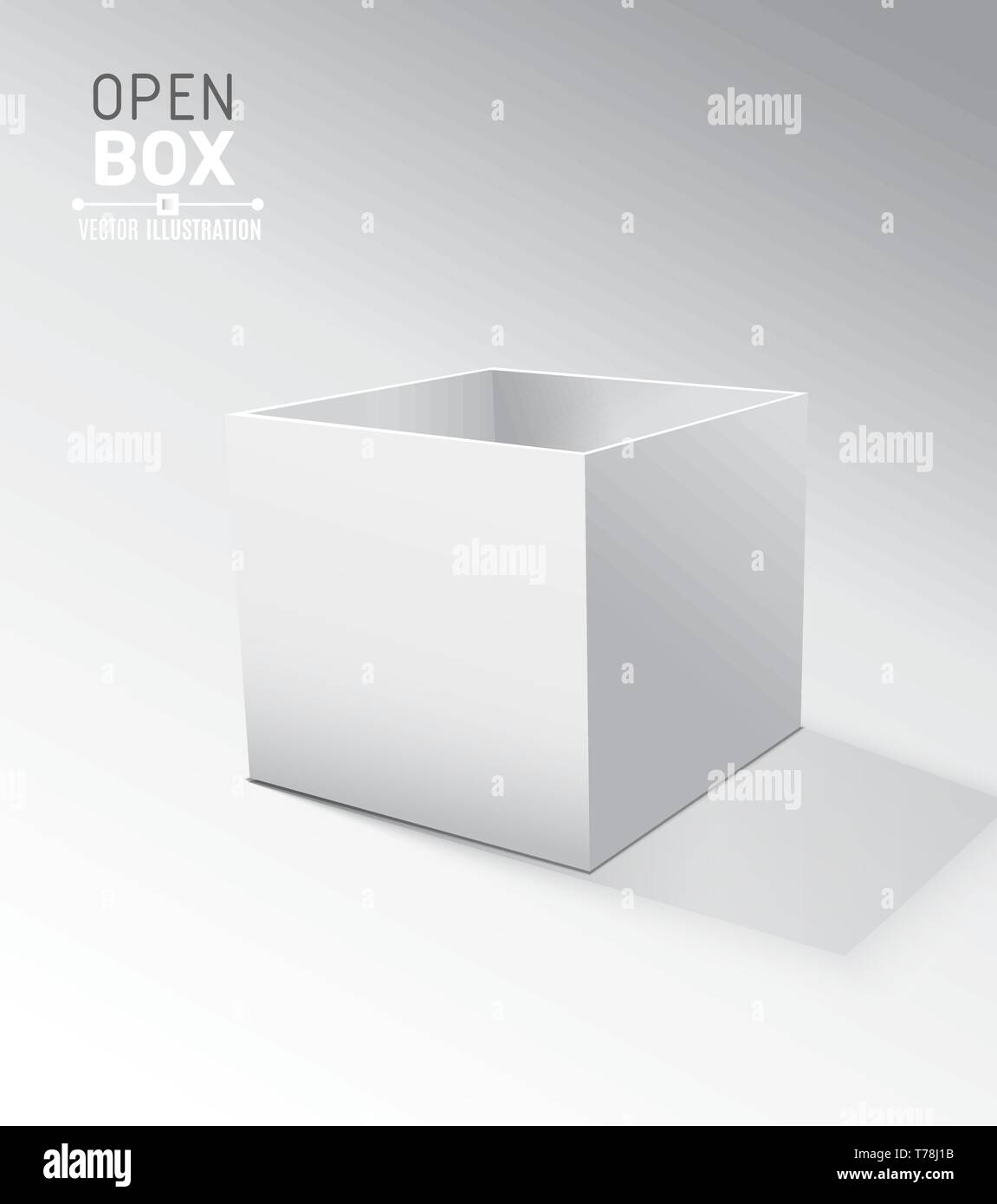 Grey open box with realistic shadows on grey background. Vector ...