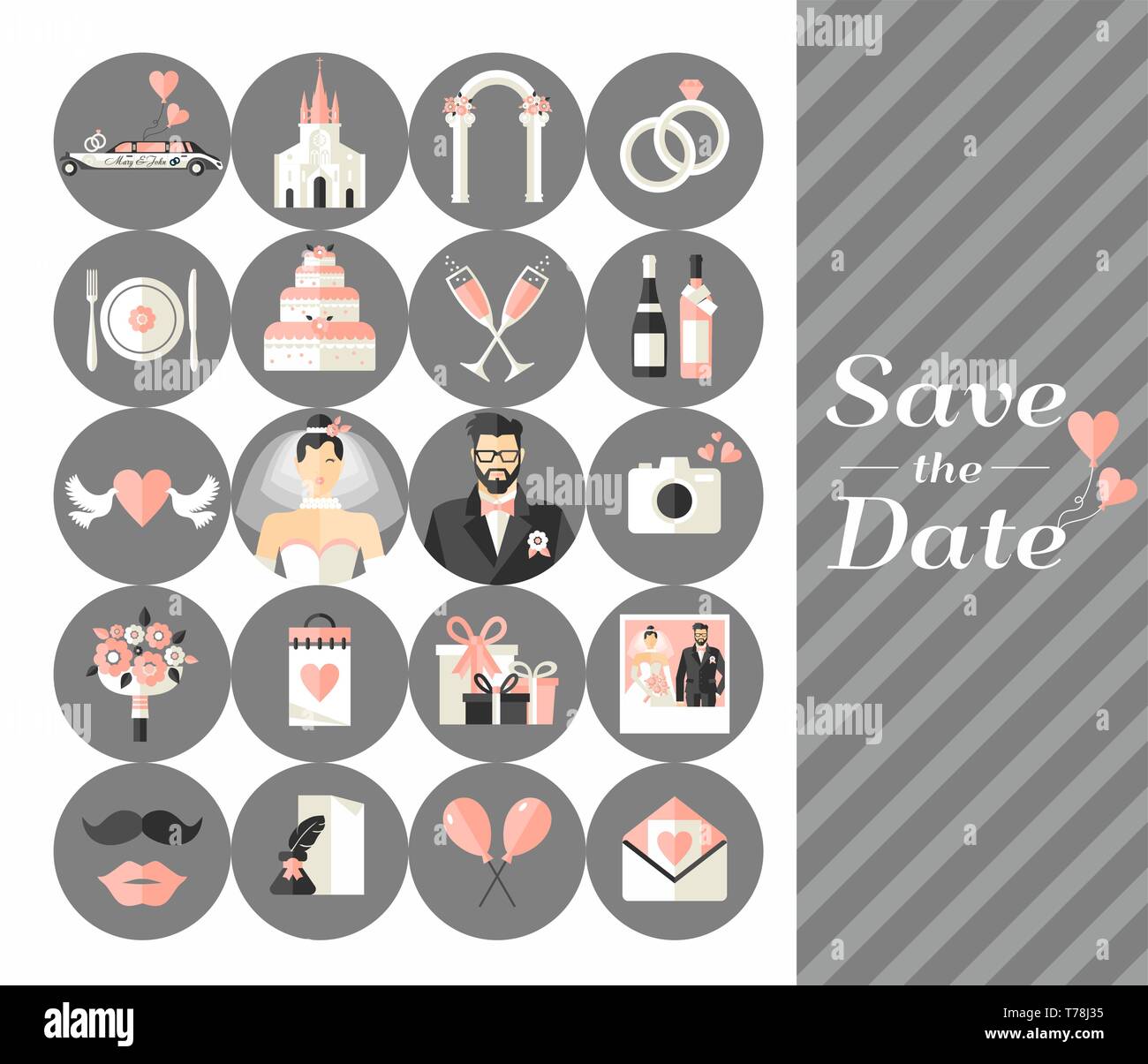 Wedding symbols set. Flat icons for your wedding design Stock Vector ...