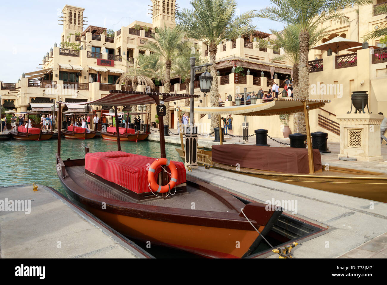 DUBAI, UAE, JANUARY 13, 2019: Traditional wooden arabic boat on the ...