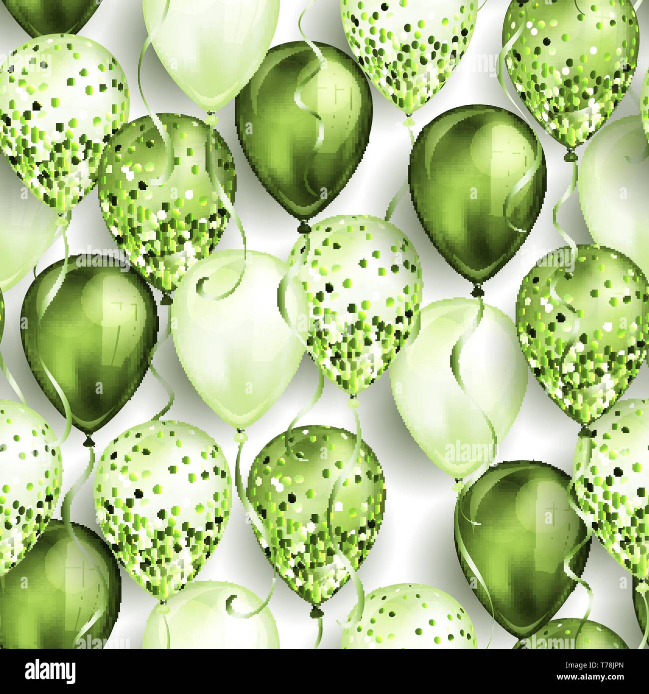 Seamless pattern made of shiny green realistic 3D helium balloons for ...