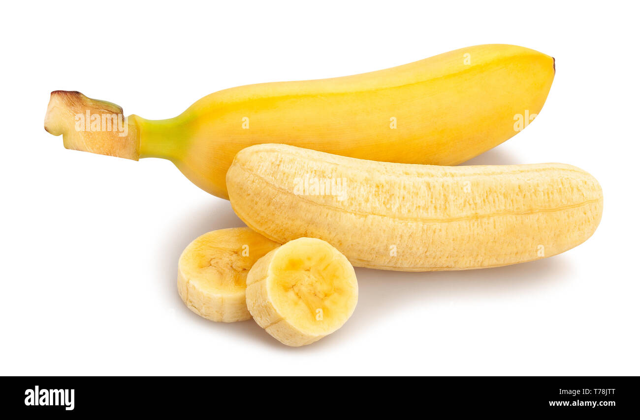 sliced baby banana path isolated Stock Photo - Alamy