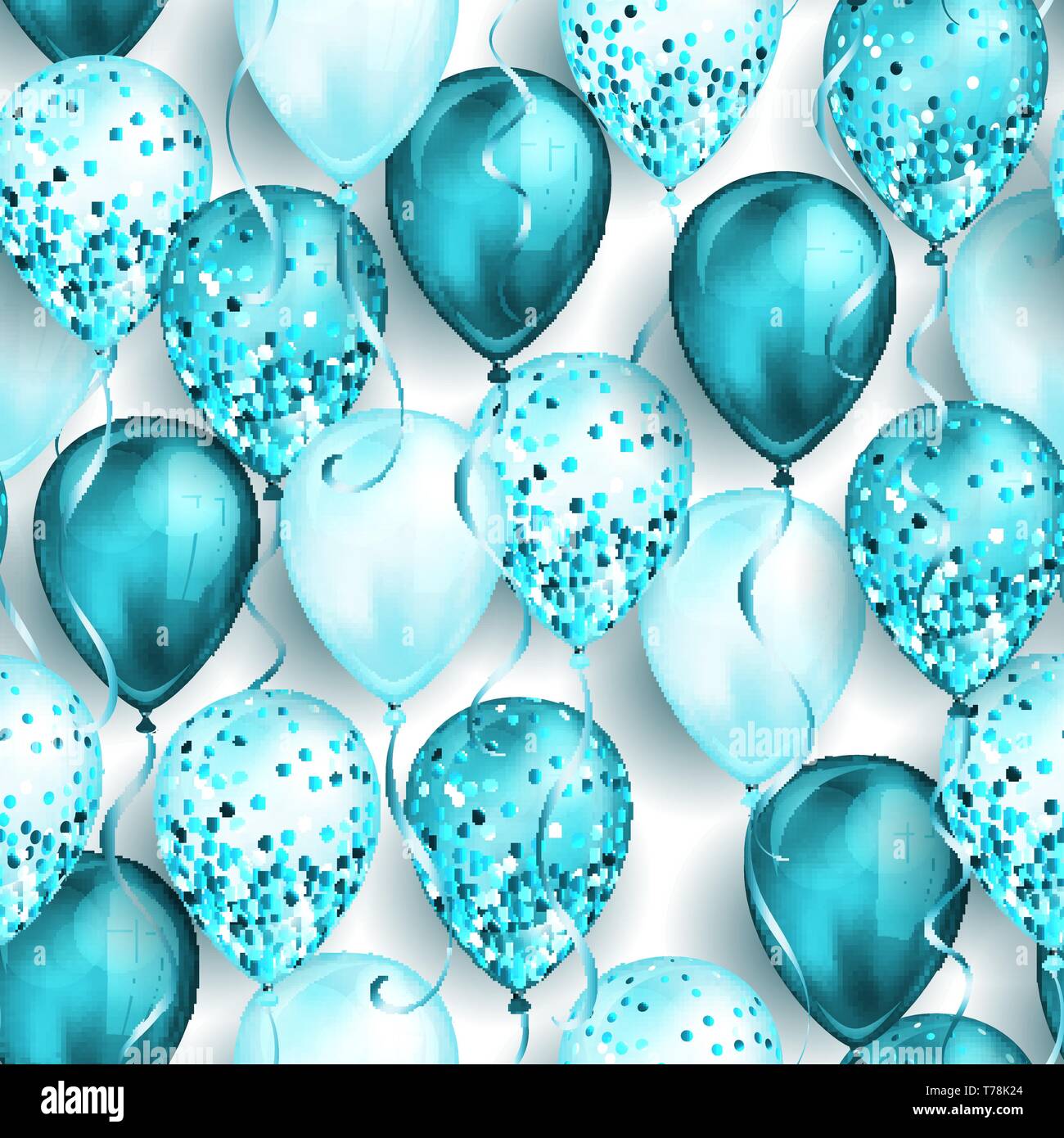 Seamless pattern made of shiny green realistic 3D helium balloons for ...