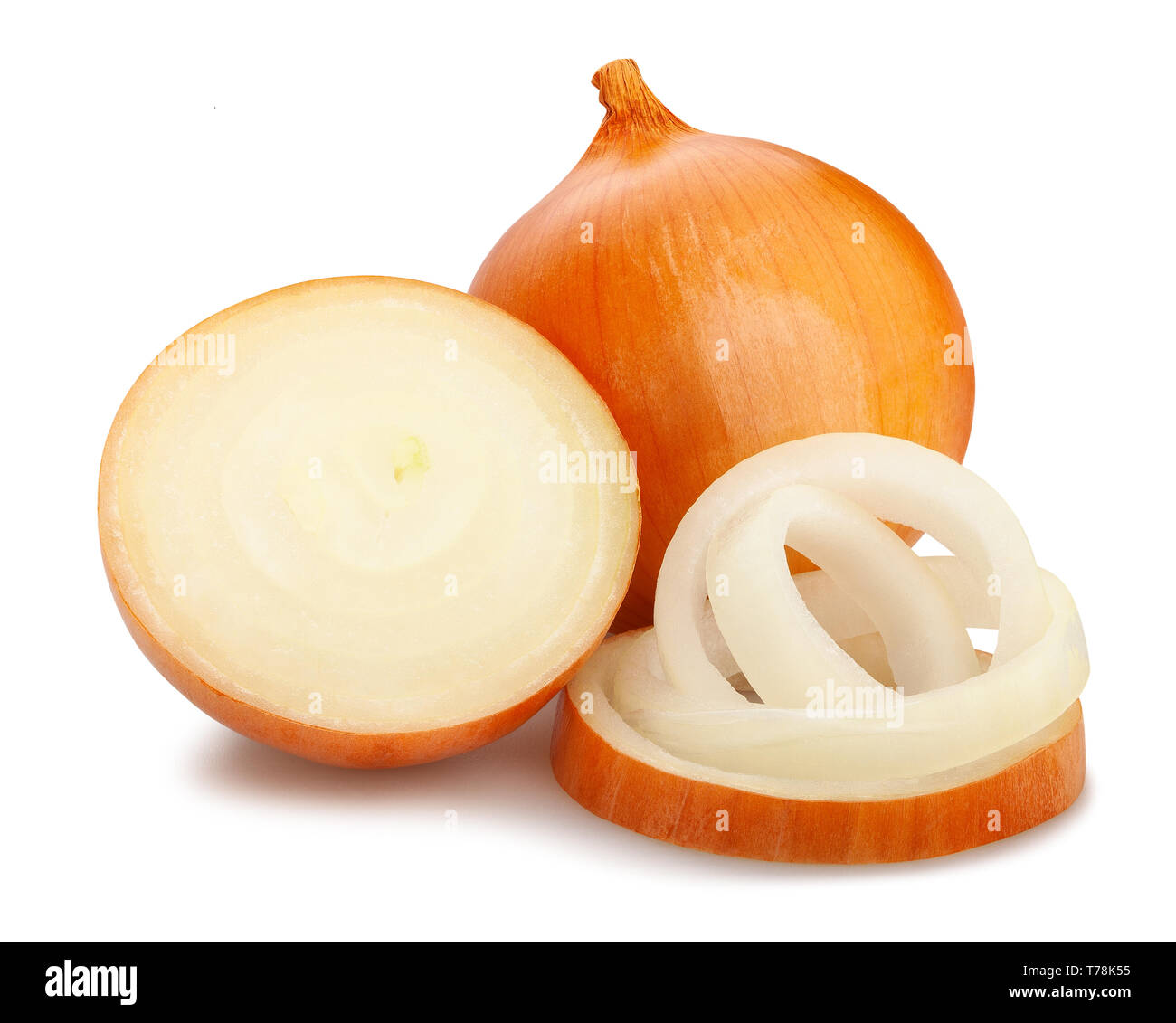 sliced onions path isolated Stock Photo - Alamy