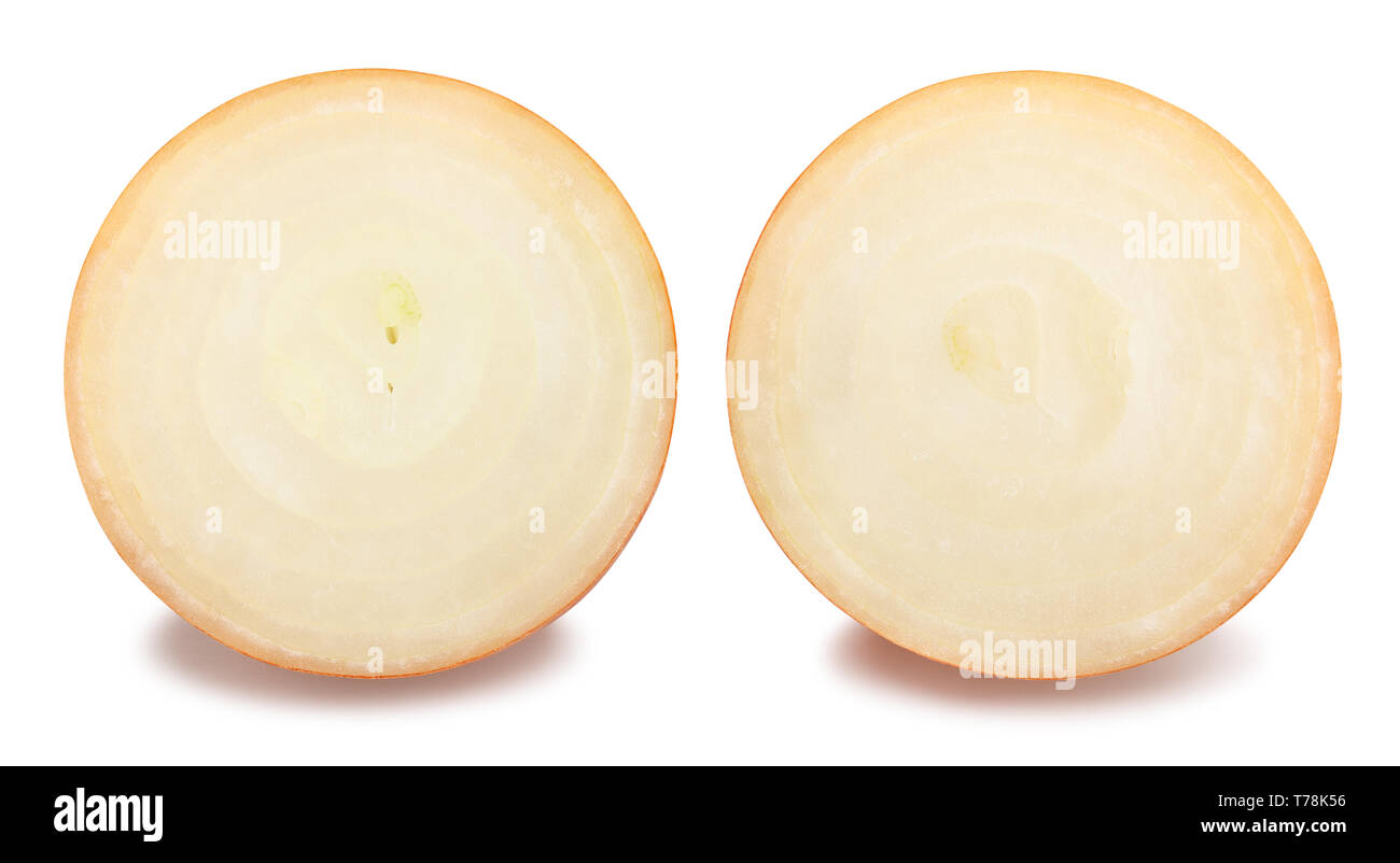 sliced onions path isolated Stock Photo - Alamy