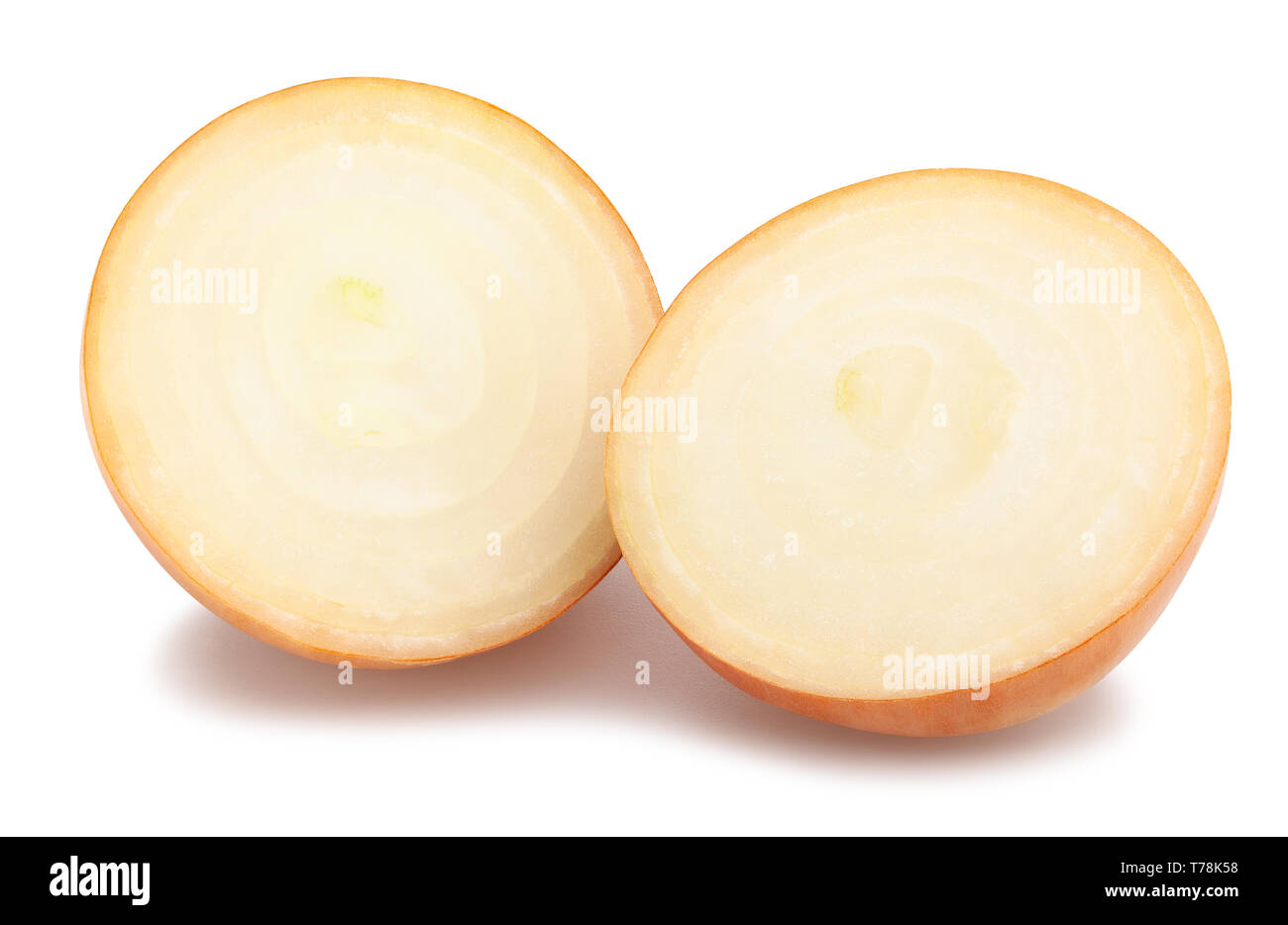 sliced onions path isolated Stock Photo - Alamy