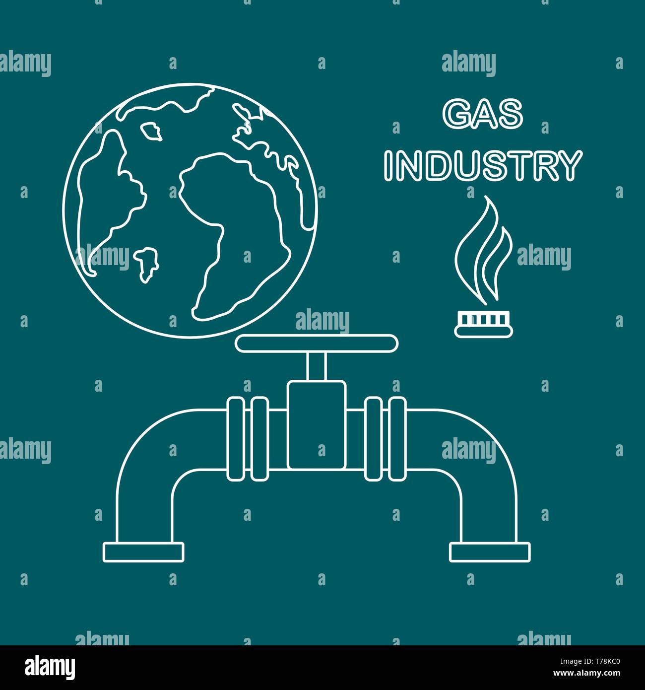 Vector illustration with equipment for gas production and earth. Gas ...