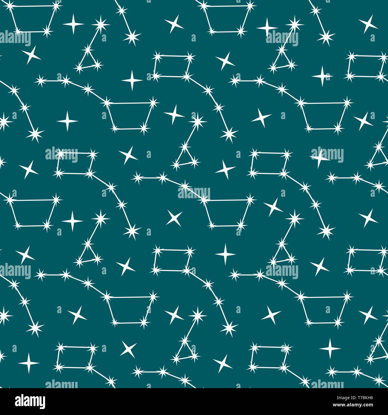 Seamless vector pattern with constellations. Space exploration ...