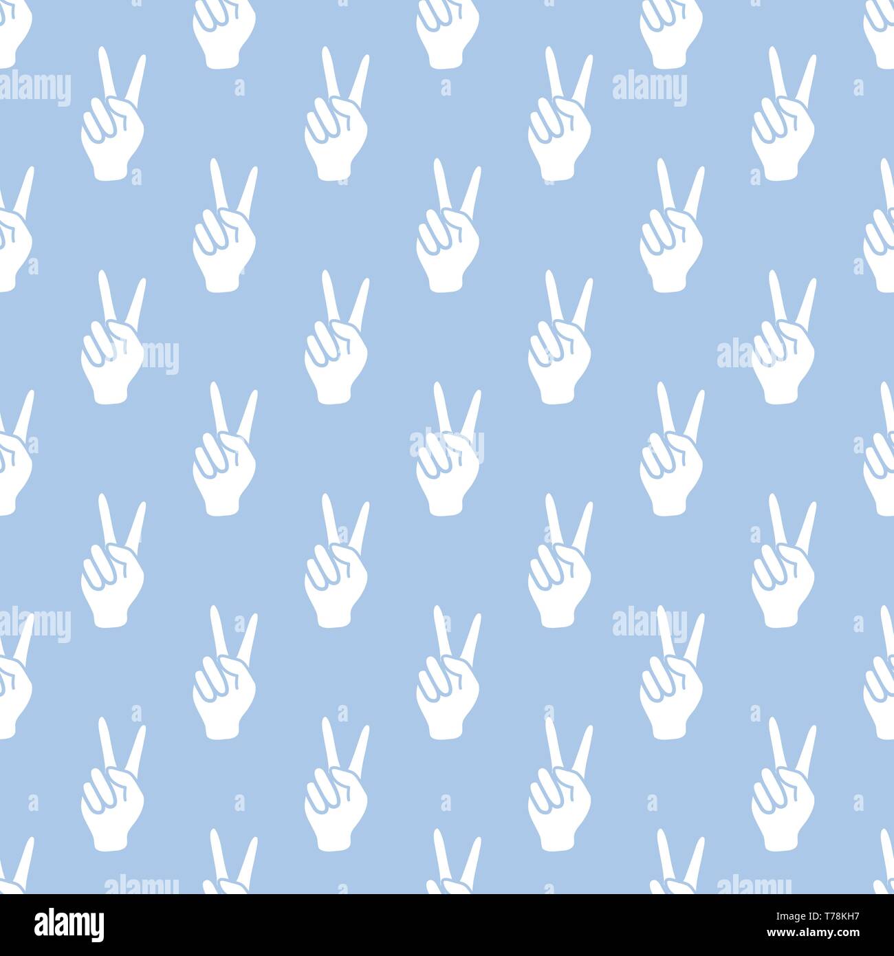 Seamless vector pattern with victory gesture. Two fingers raised up ...