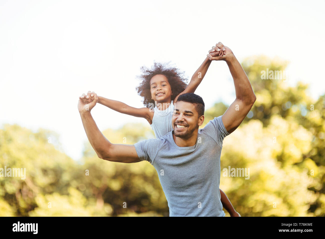 Daddy carry happy kid on hi-res stock photography and images - Alamy