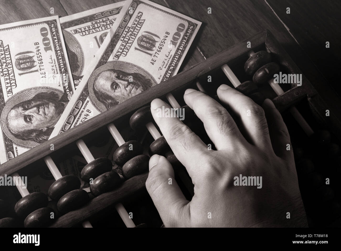 Human hand counting with abacus,black and white color Stock Photo - Alamy