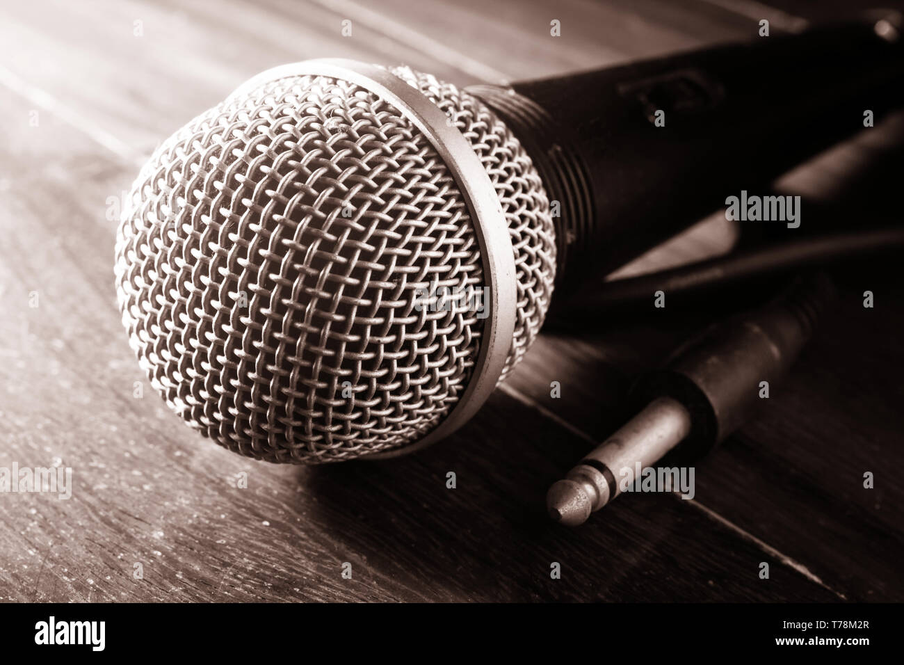 Black and white filtered color of microphone Stock Photo - Alamy