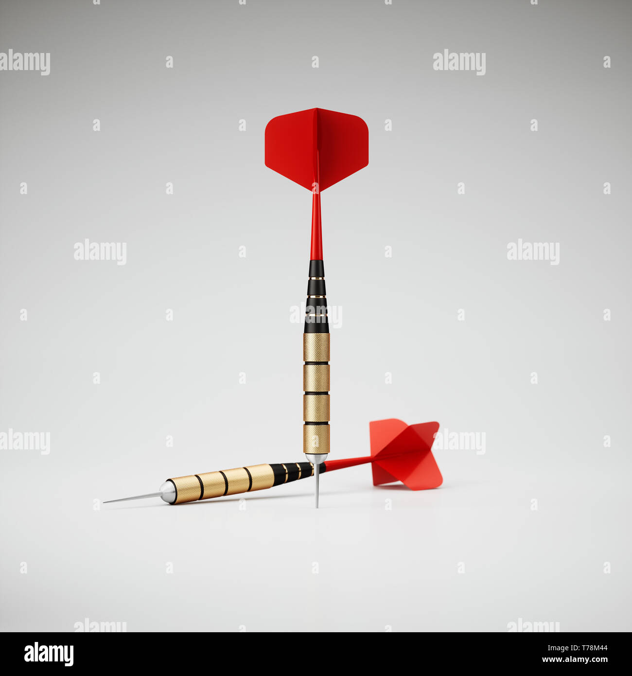 Darts arrow in the center. 3d rendering illustration Stock Photo - Alamy