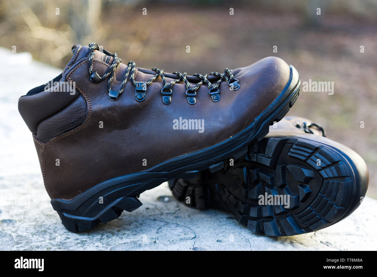 Leather shoes, kind of side. Rubber outsole. Front view on shoes Stock ...
