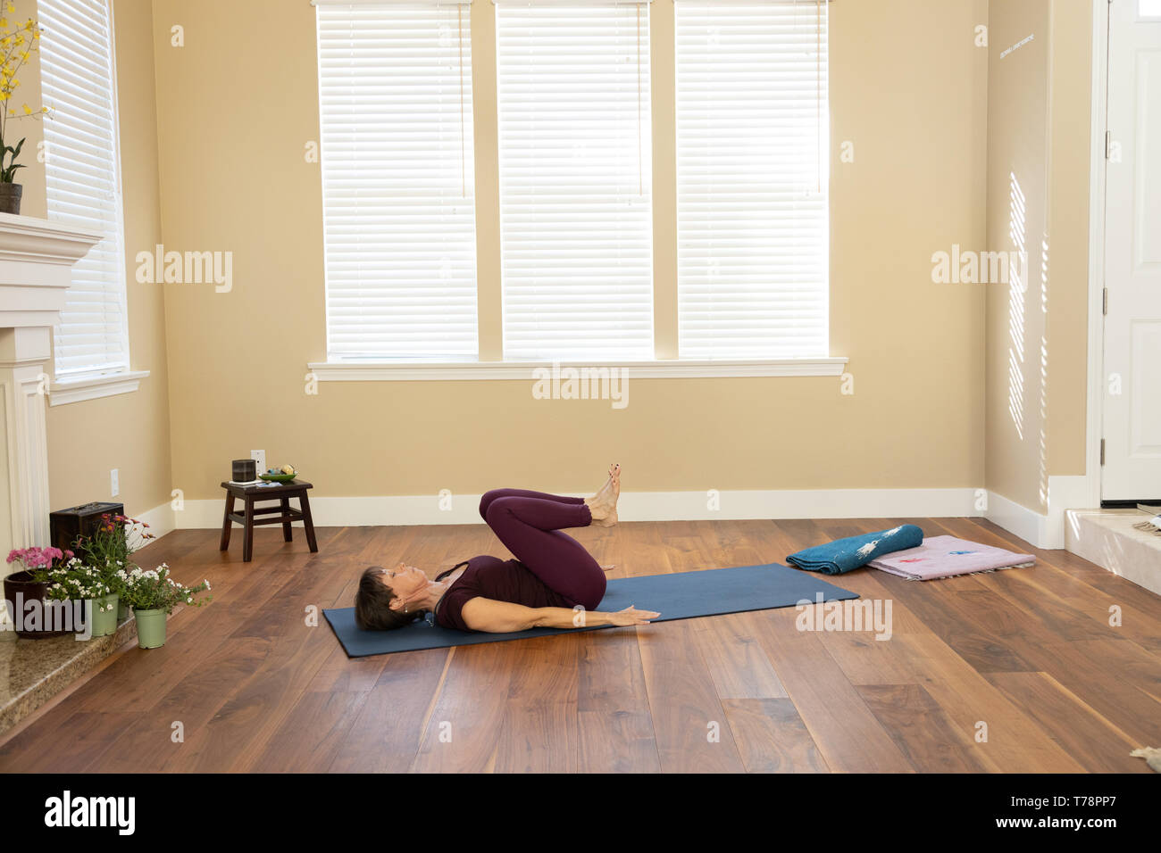 Yoga Supine Hamstring Stretch Stock Photo - Alamy
