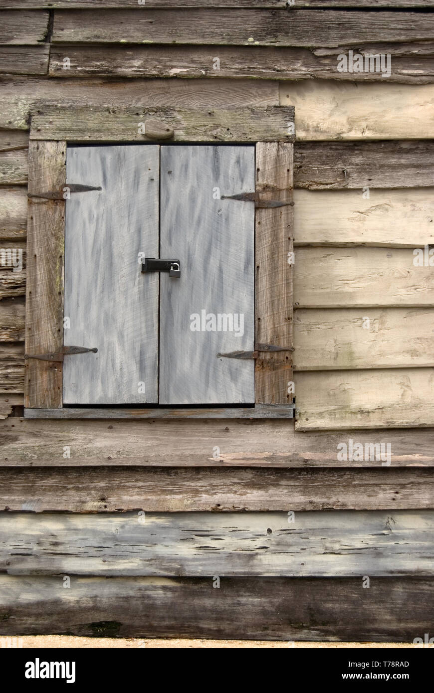 Weathered Wood Window and Lock Stock Photo - Alamy