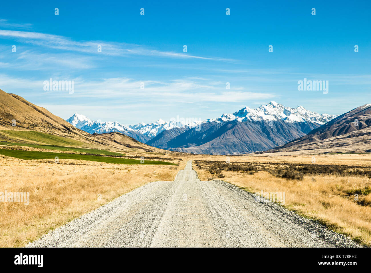 Road To Mountains, Rural Road In New Zealand Landscape, Travel ...