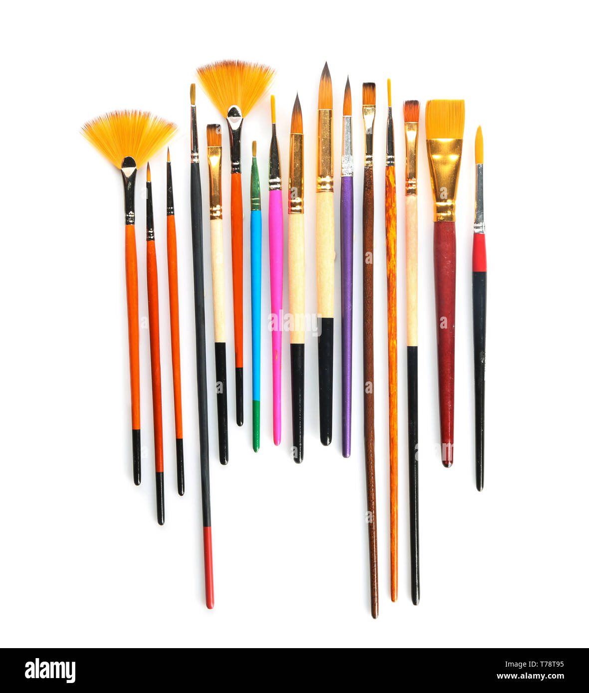 Many paint brushes on white background Stock Photo - Alamy