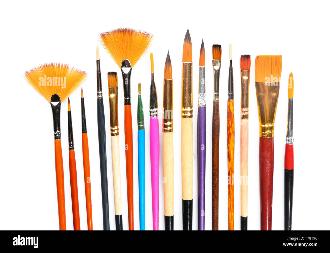 Many paint brushes on white background Stock Photo - Alamy