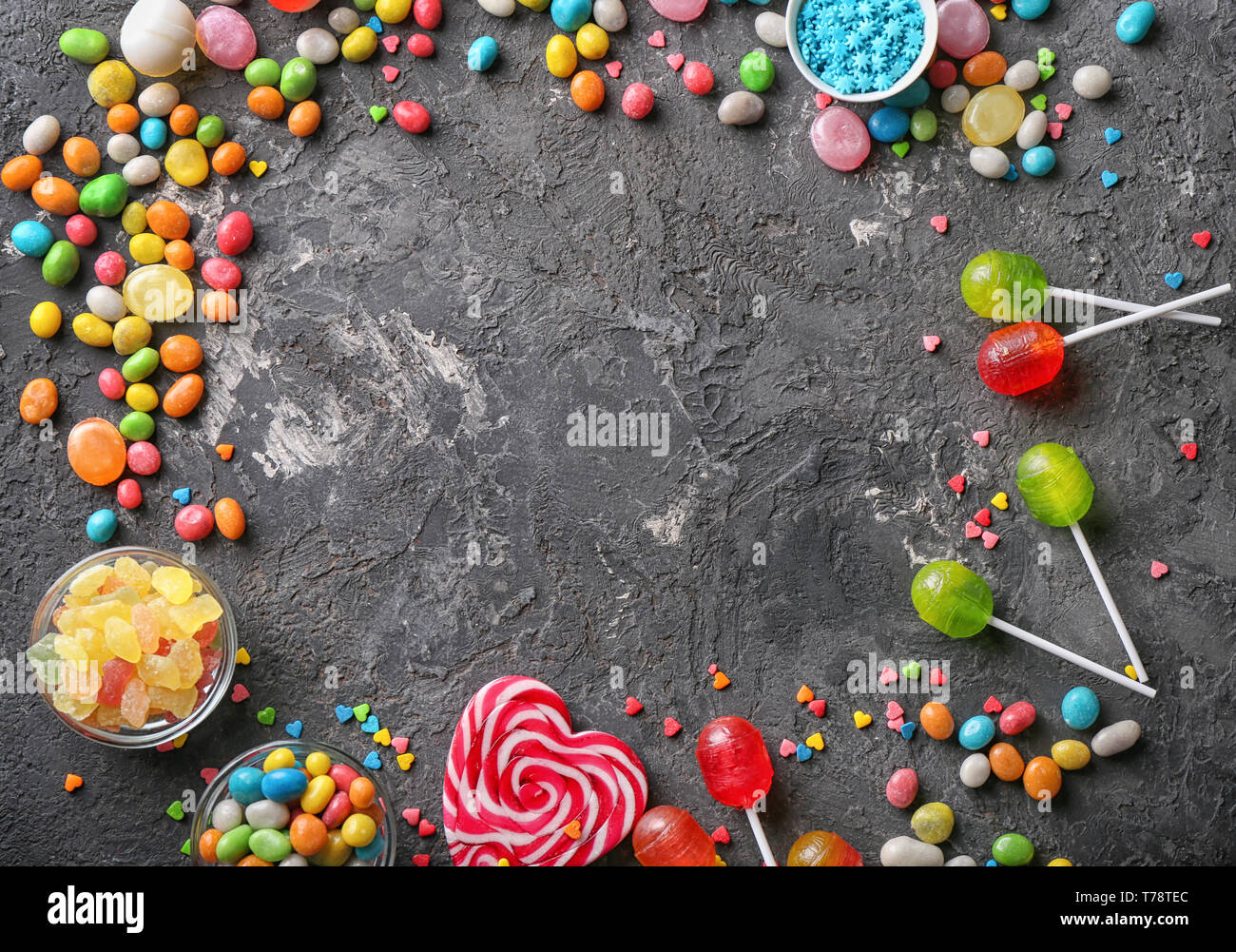 Frame made candies lollipops hi-res stock photography and images - Alamy
