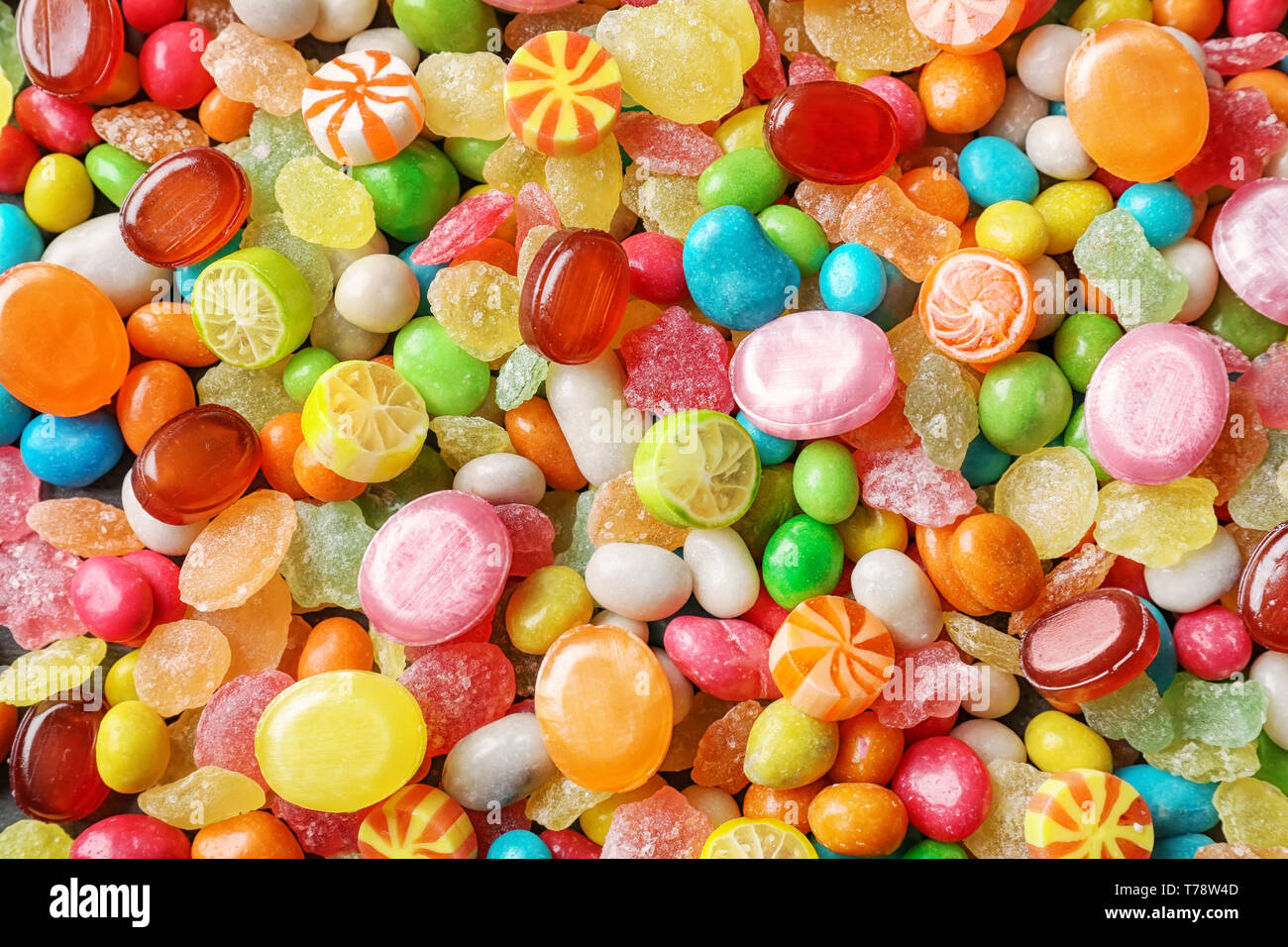 Different colorful candies, closeup Stock Photo - Alamy