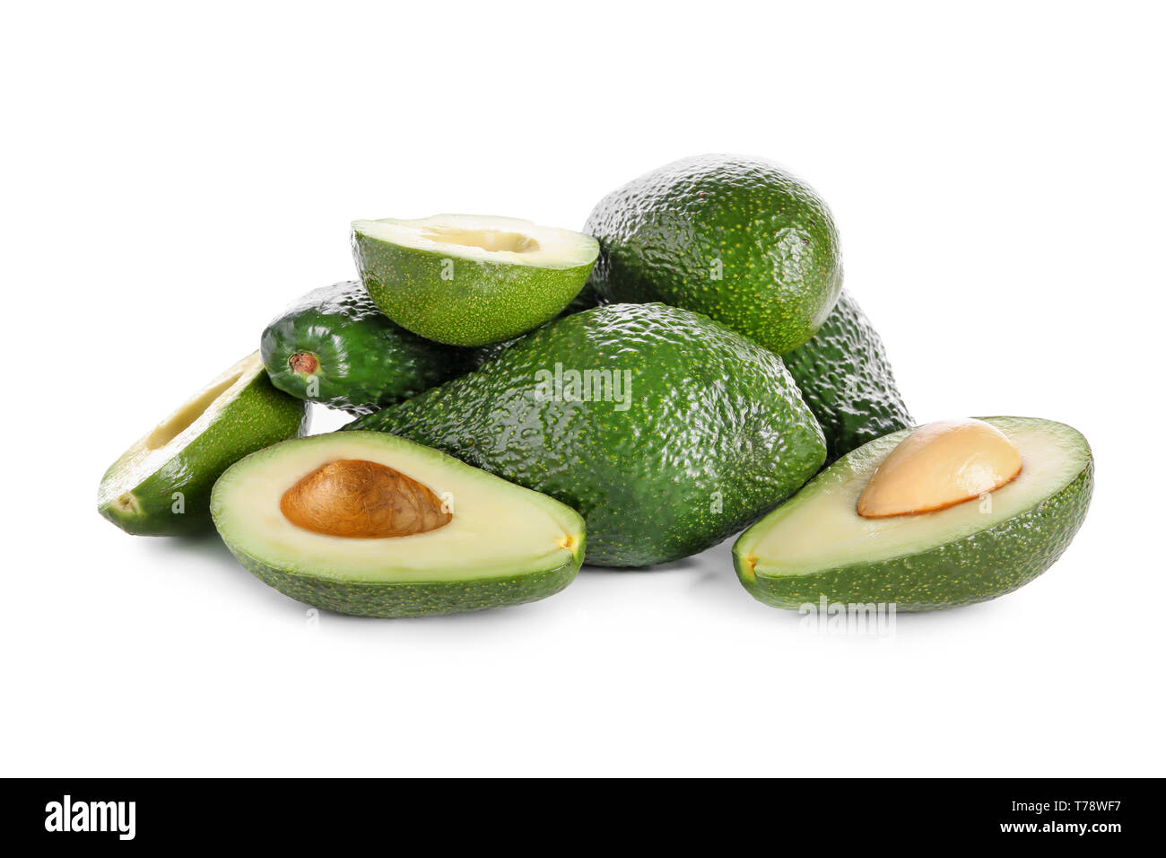 Ripe avocados on white background Stock Photo - Alamy