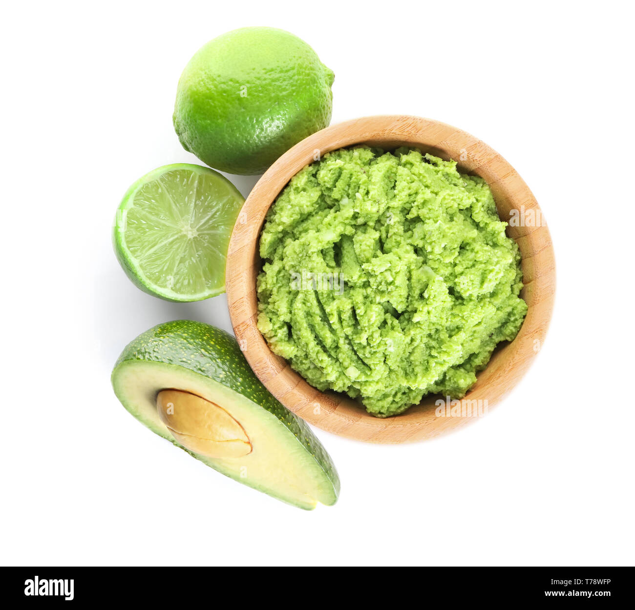 Composition with delicious guacamole on white background Stock Photo ...