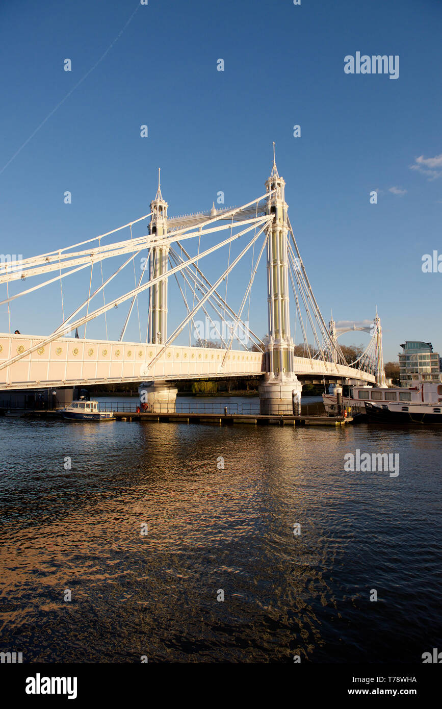 The Albert Bridge over the River Thames in London, England Stock Photo ...