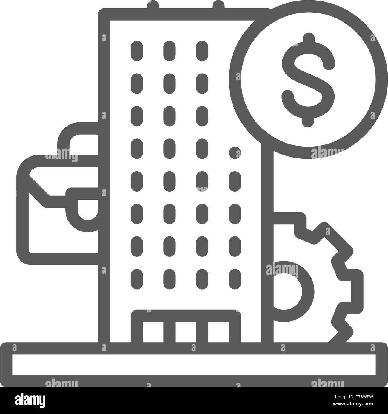Building center icon outline Black and White Stock Photos & Images - Alamy
